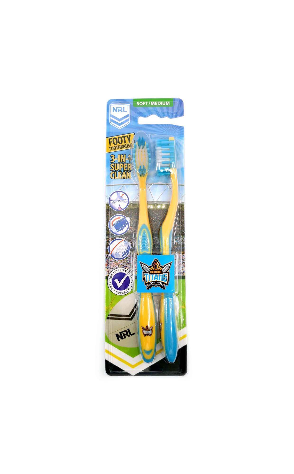 Gold Coast Titans NRL Toothbrush 2 Pack